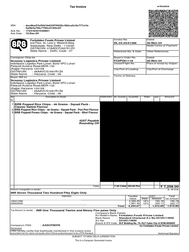 Final Invoice BRB Chips | PDF | French Fries | Receipt
