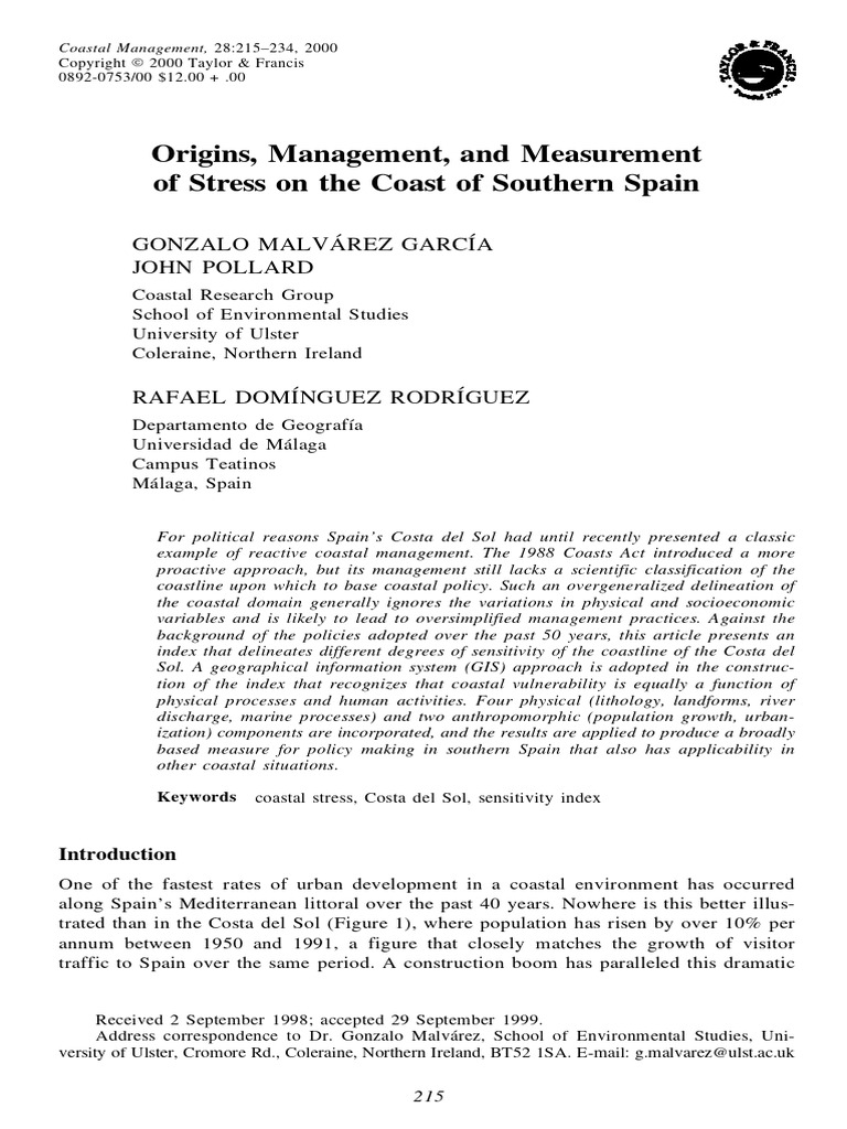 MALVÁREZ Et Al 2000 - Origins, Management, and Measurement of Stress On ...