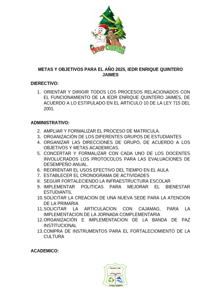 Metas Educativas para 2025 | PDF
