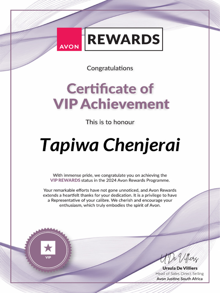 Tapiwa Chenjerai - VIP Certificate | PDF