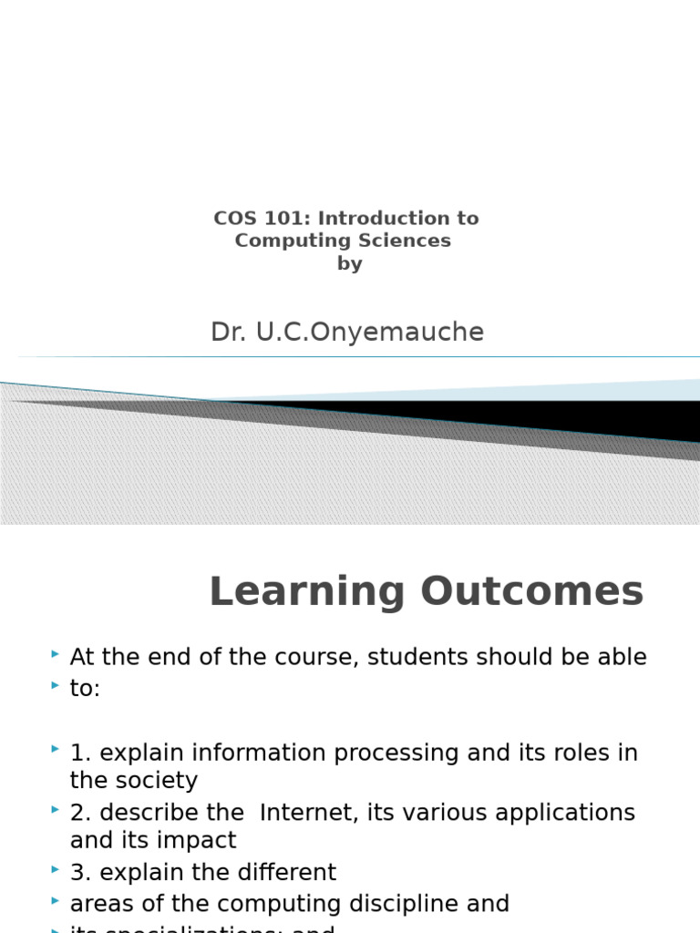 COS 101.use. Lecture 1 | PDF | Information | Operating System