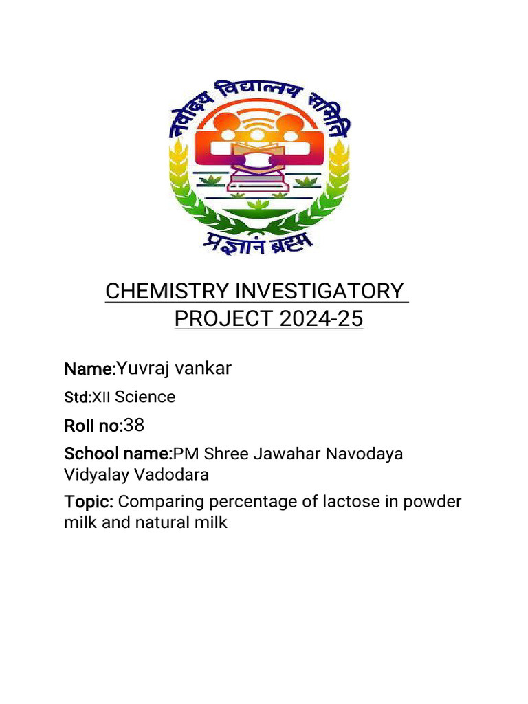 Yuvi Investigatory Chemistry Project | PDF | Milk | Powdered Milk