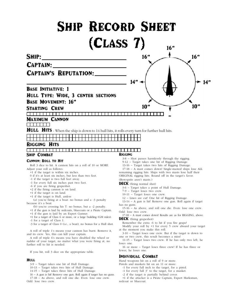Ship Combat Rules and Mechanics | PDF | Ships | Rigging