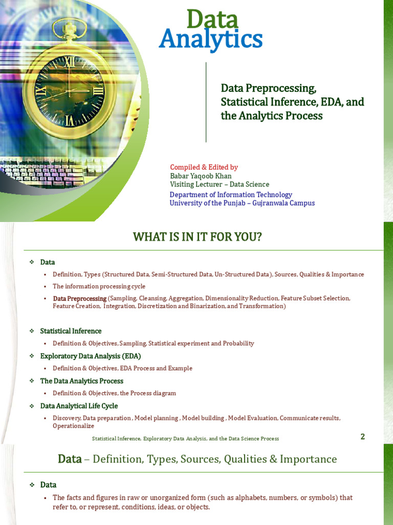 BDA - Statistical Inference, Exploratory Data Analysis, and The Analytics Process | PDF | Level ...