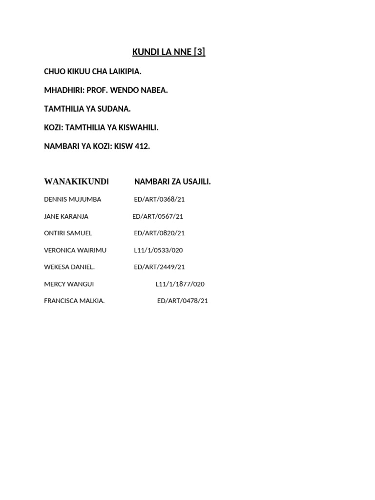 Kundi La Sudana 1 | PDF