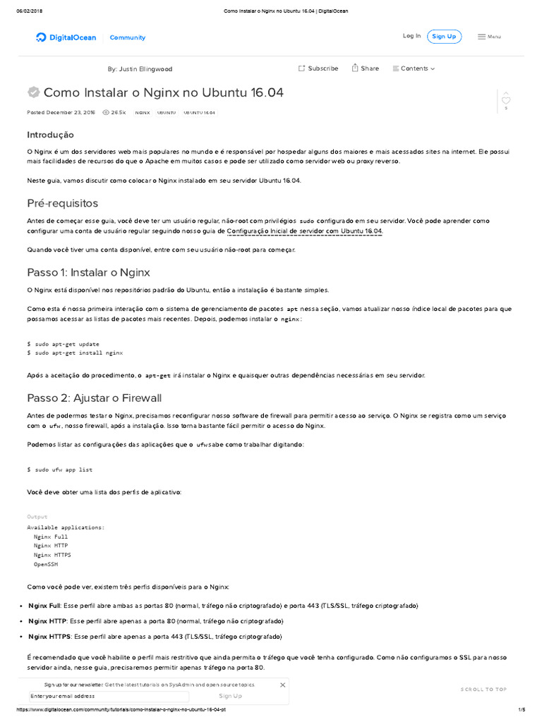 Como Instalar o Nginx No Ubuntu 16 | PDF | Arquitetura de computadores | Arquitetura da internet