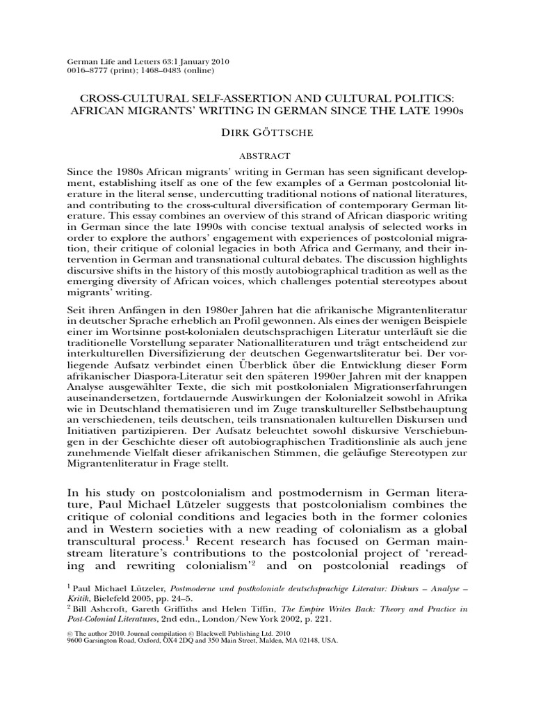 African Migrants' Literature in German | PDF | Namibia | Postcolonialism
