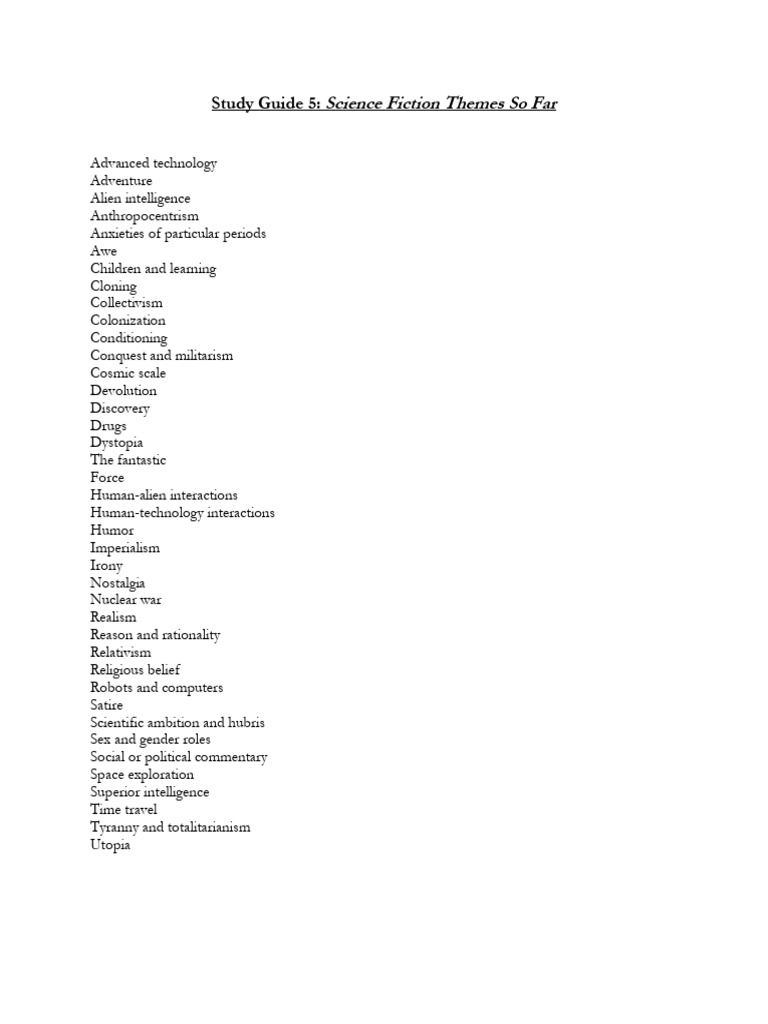 Science Fiction Themes Study Guide | PDF