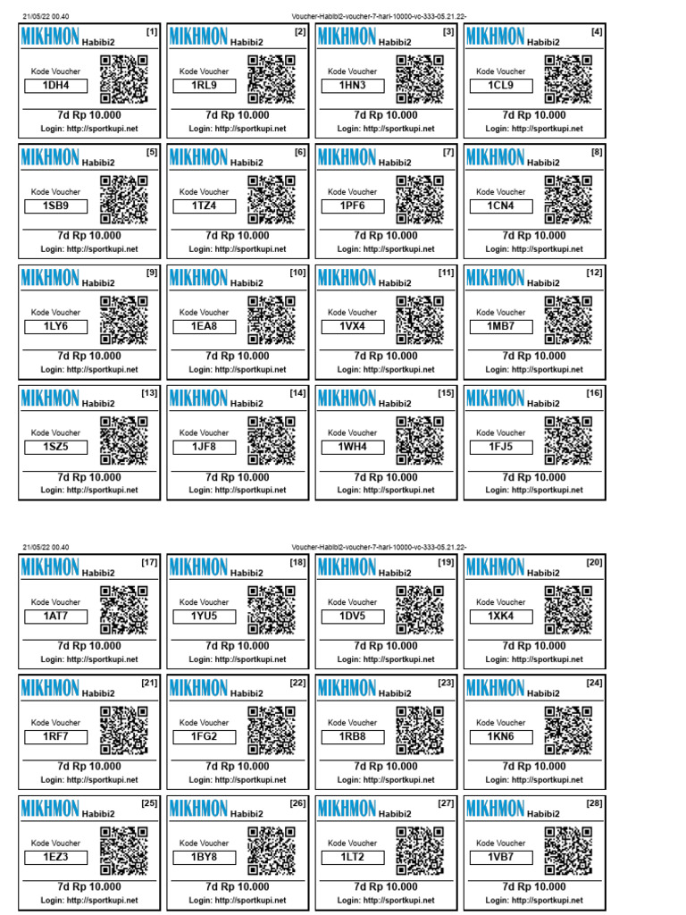 Habibi2 7-Day Voucher Codes List | PDF