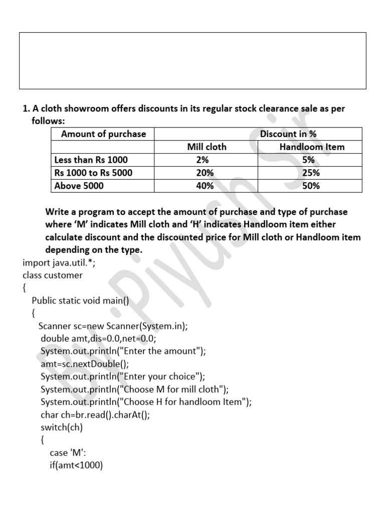 Java Programs for Discount and Patterns | PDF | Computer Science ...