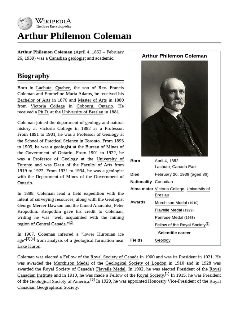 Arthur_Philemon_Coleman | PDF | Earth Sciences | Geology