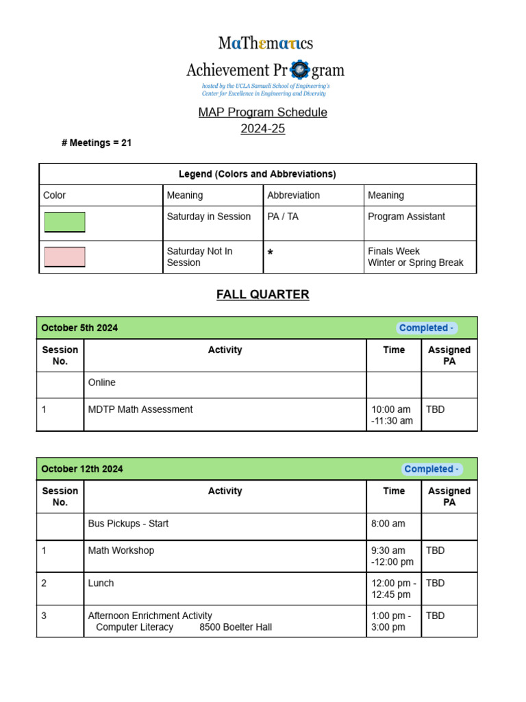 2024-25 MAP Program Schedule | PDF