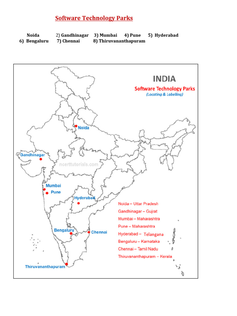 Software Technology Parks in India Mapwork | PDF