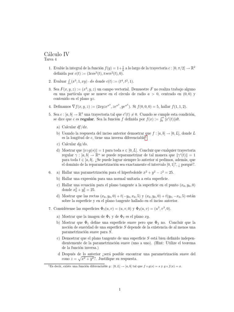 Tarea4 | PDF | Integral | Función (Matemáticas)