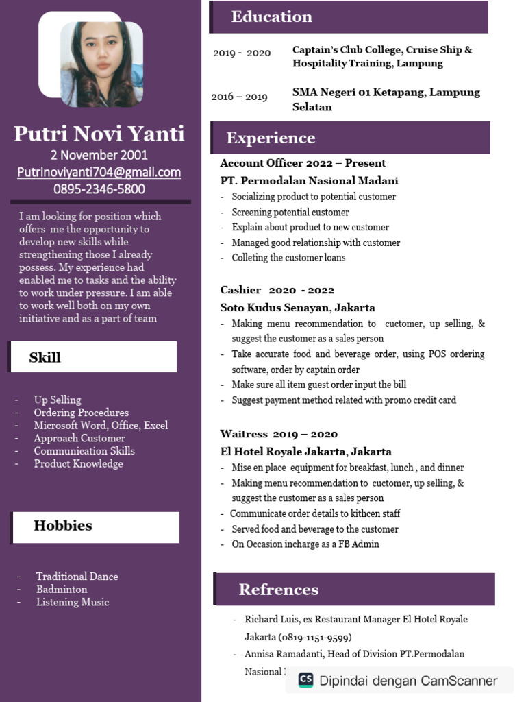 Putri Novi Yanti's Professional Profile | PDF