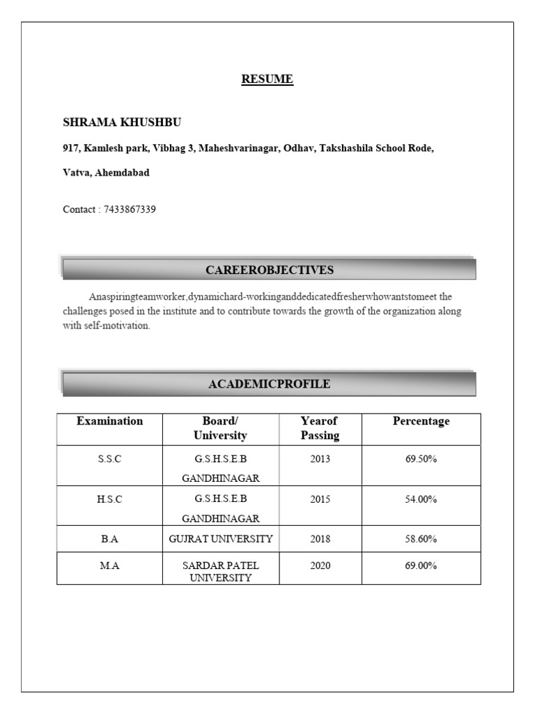 Khushbu Sharma Resume | PDF