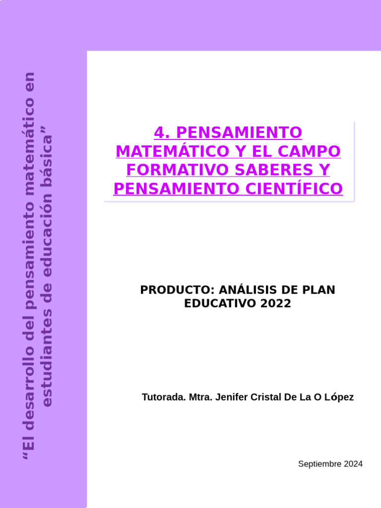 Curso Pensamiento Matematico 4. Pensamiento Matemático y El Campo ...