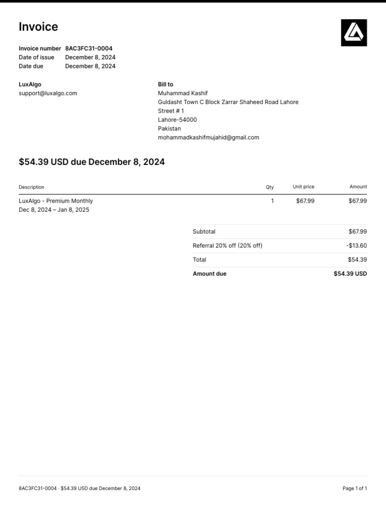 Invoice 8AC3FC31 0004 | PDF