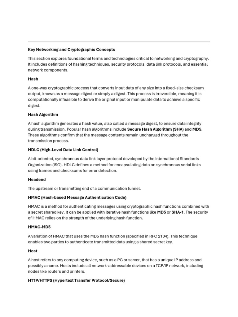 Key Networking and Cryptography Terms | PDF | Computer Network ...