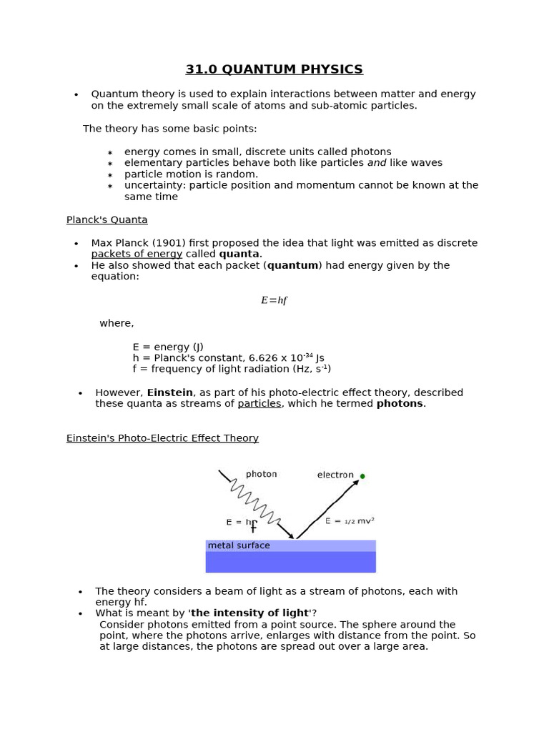 31. QUANTUM PHYSICS | PDF | Photon | Photoelectric Effect