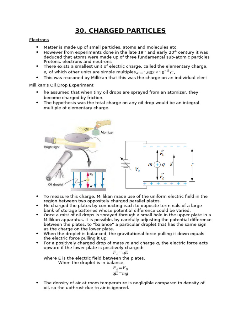 30. Charged Particles | PDF | Electron | Force