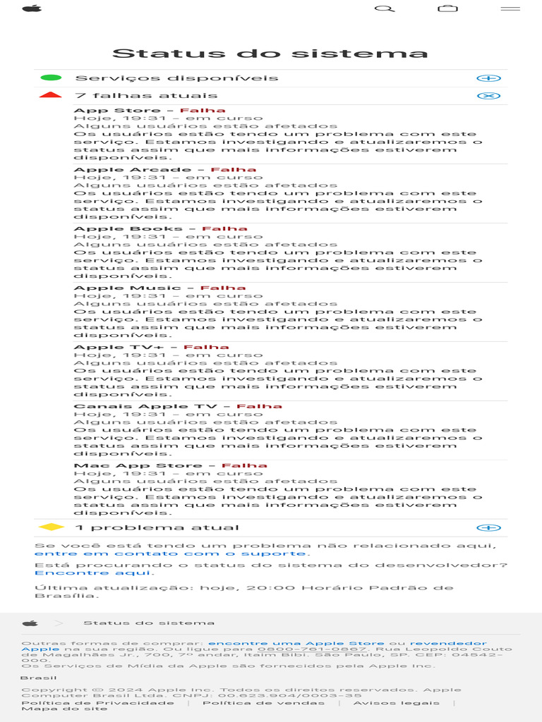 Apple - Support - System Status | PDF | Apple Inc. | Aplicativo para celular