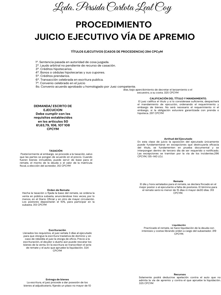 Procedimiento Juicio Ejecutivo | PDF