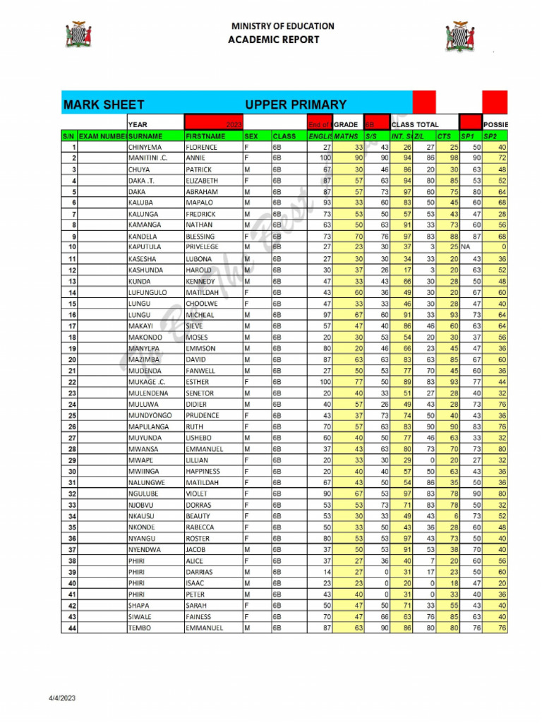 Grade 6 B Report Forms | PDF