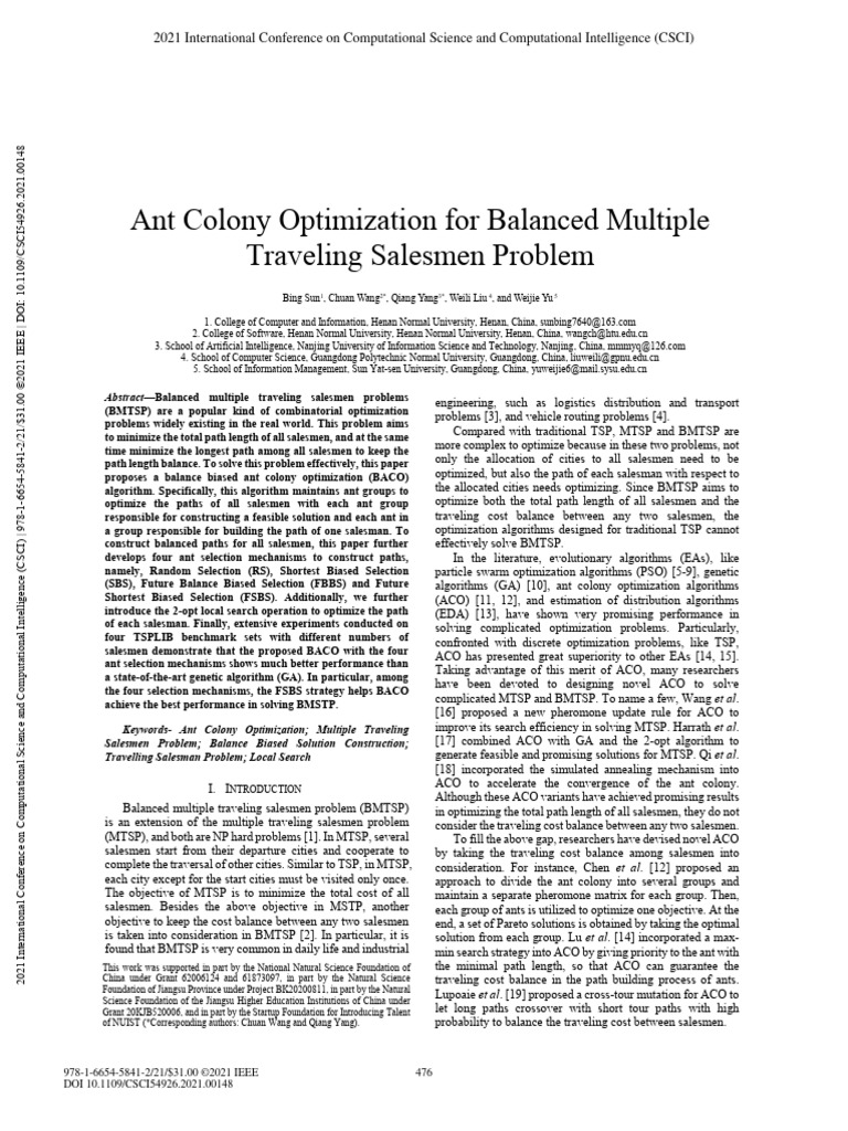 Ant Colony Optimization For Balanced Multiple Traveling Salesmen