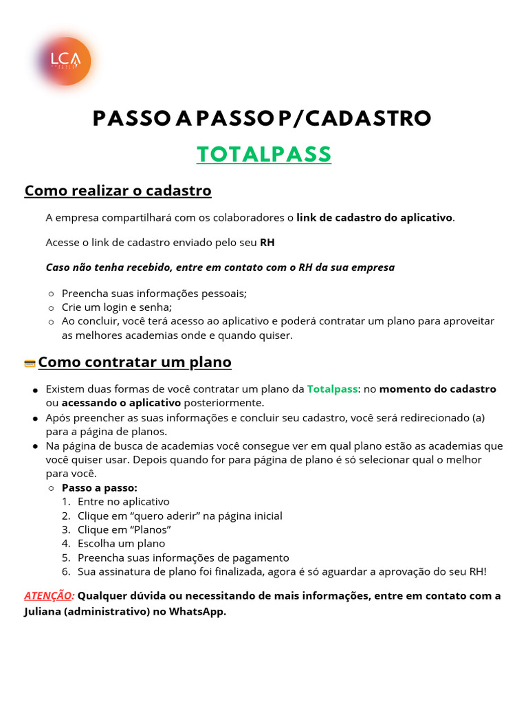 Passo A Passo para Cadastro Totalpass | PDF