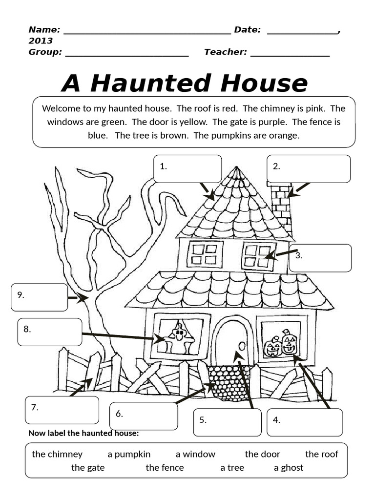 Labeling a Haunted House Activity | PDF