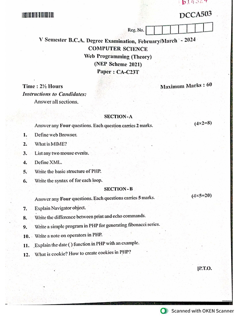 Web Programming 5th Sem BCA | PDF