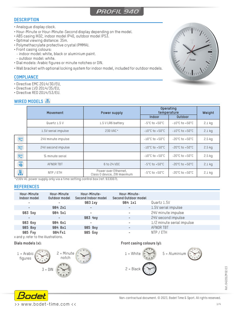 Bodet Profil 940 Clock Manual | PDF