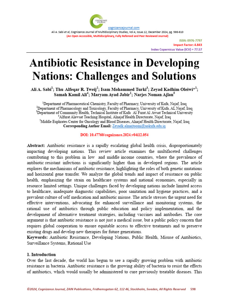 Antibiotic Resistance in Developing Nations: Challenges and Solutions ...