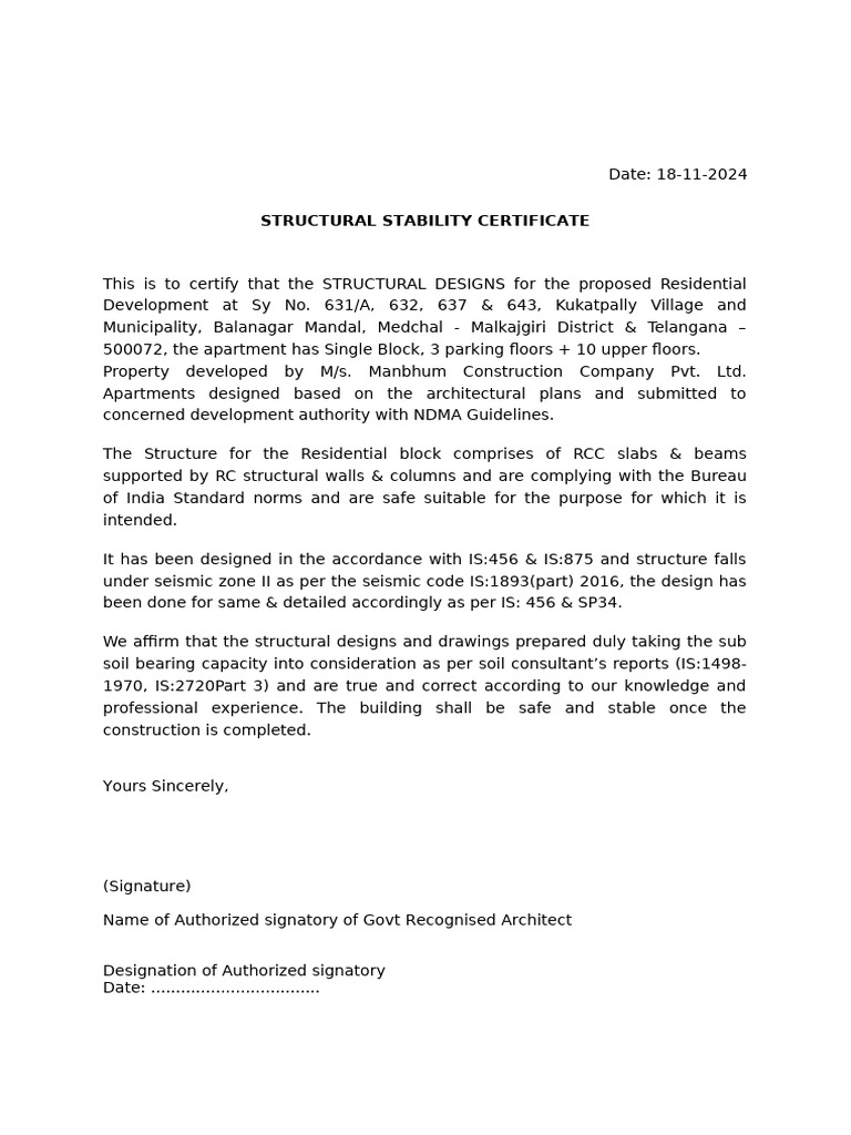 Structural Stability Certificate[1] | PDF