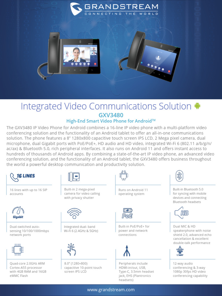 Datasheet_GXV3480_English | PDF | Android (Operating System) | Session Initiation Protocol