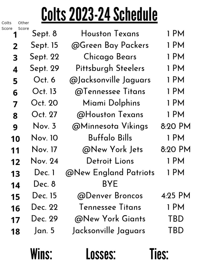 Colts 24-25 Schedule | PDF