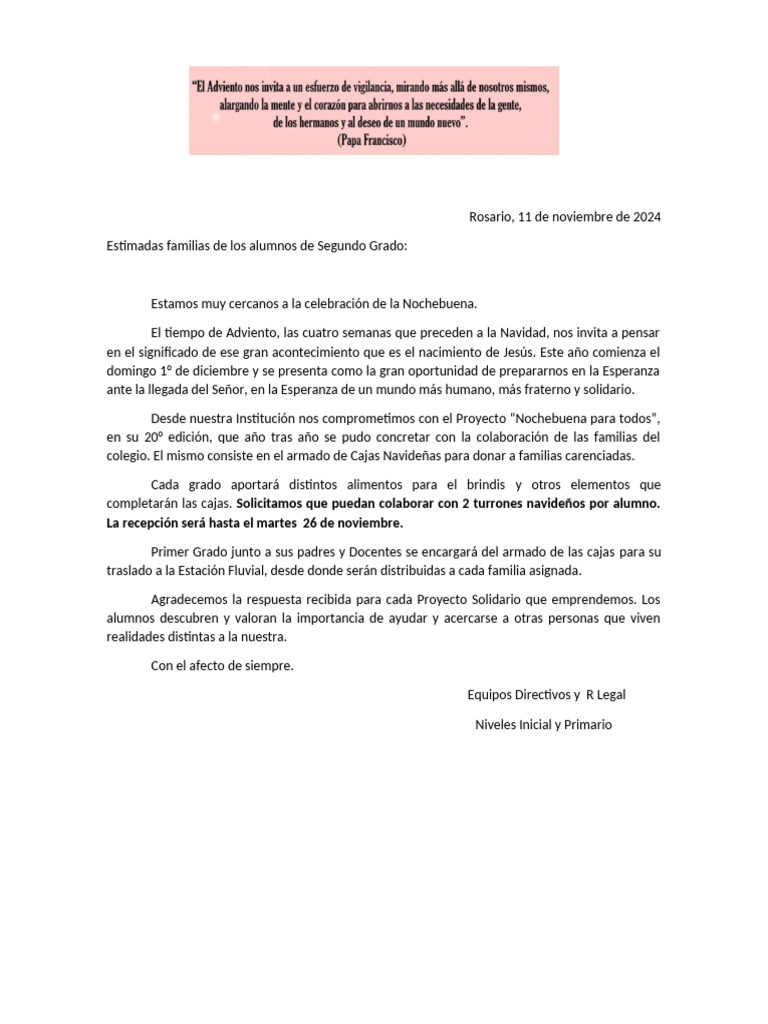 Nochebuena Solidaria: Cajas Navideñas | PDF