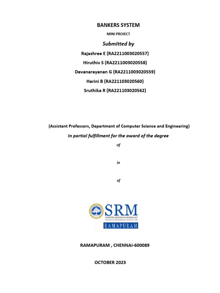 BANKERS SYSTEM | PDF | Database Transaction | Banks