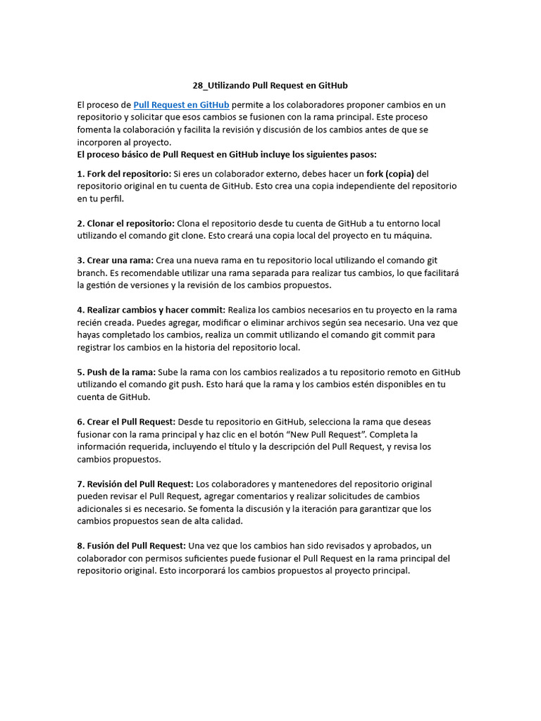 28 - Utilizando Pull Requests en Github - 3 | PDF