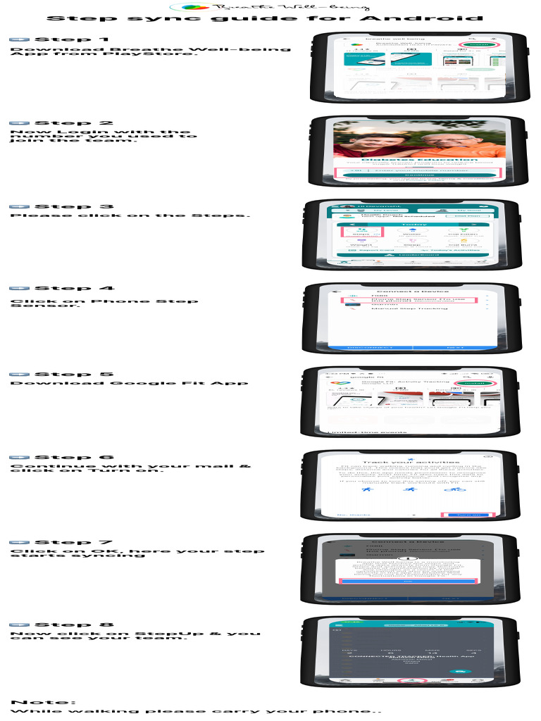 Step sync guide for Android - Breathe Well-Being App | PDF