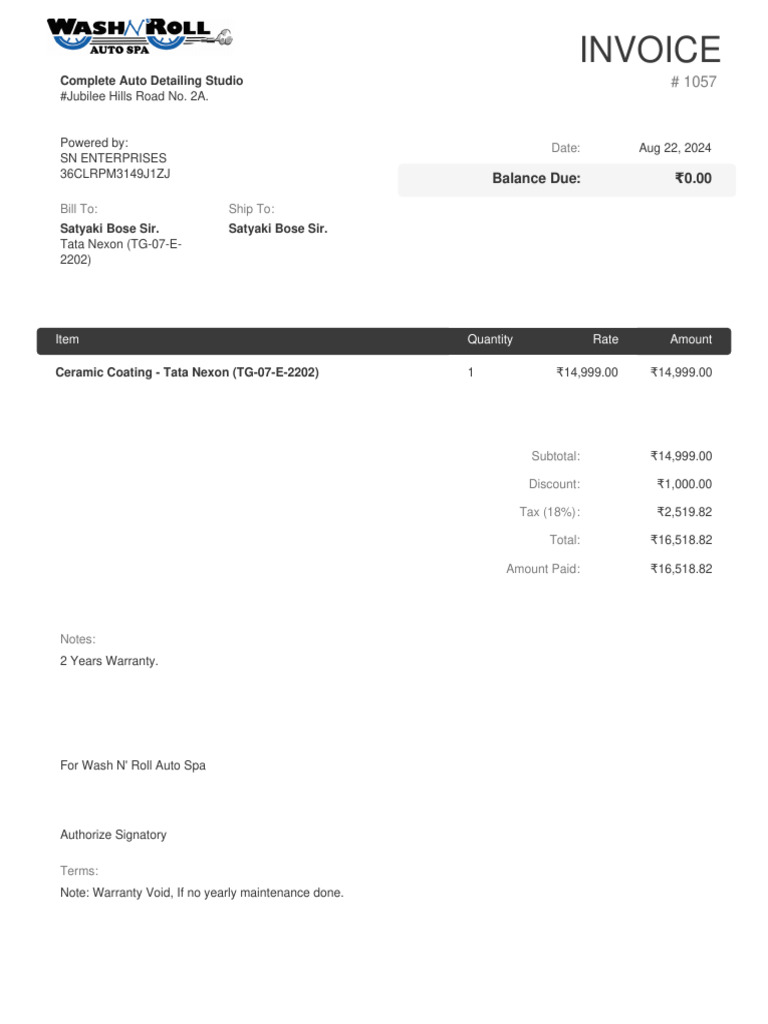 Invoice Car Maintenance | PDF