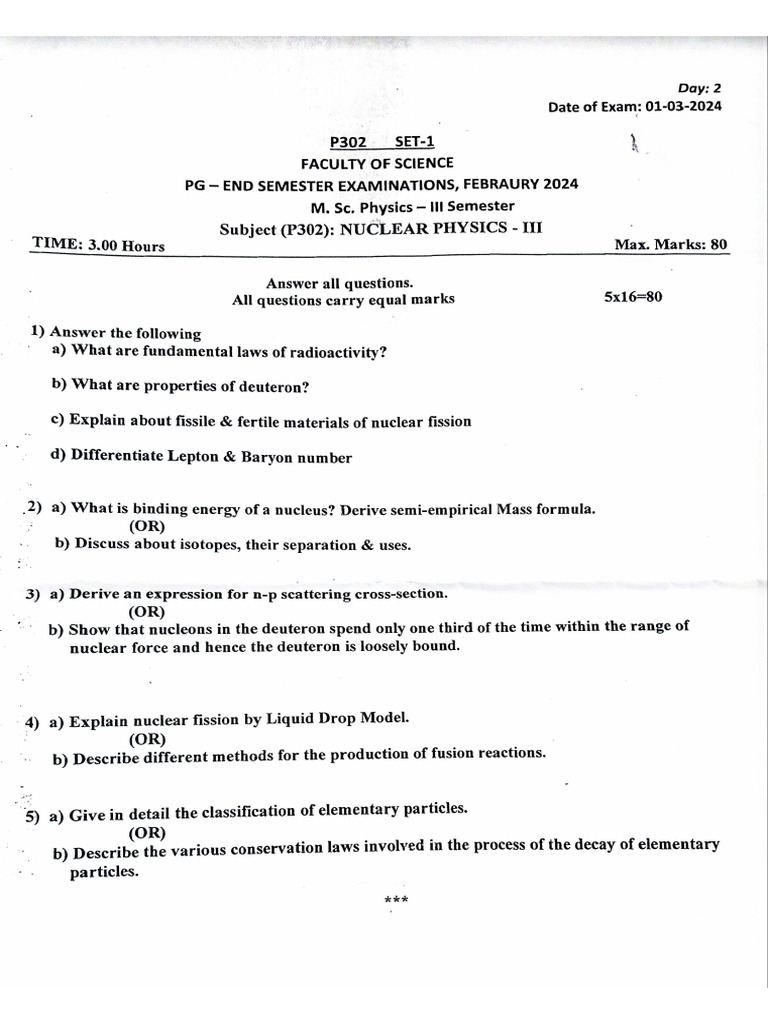 PG 3rd Sem Exam Papers | PDF