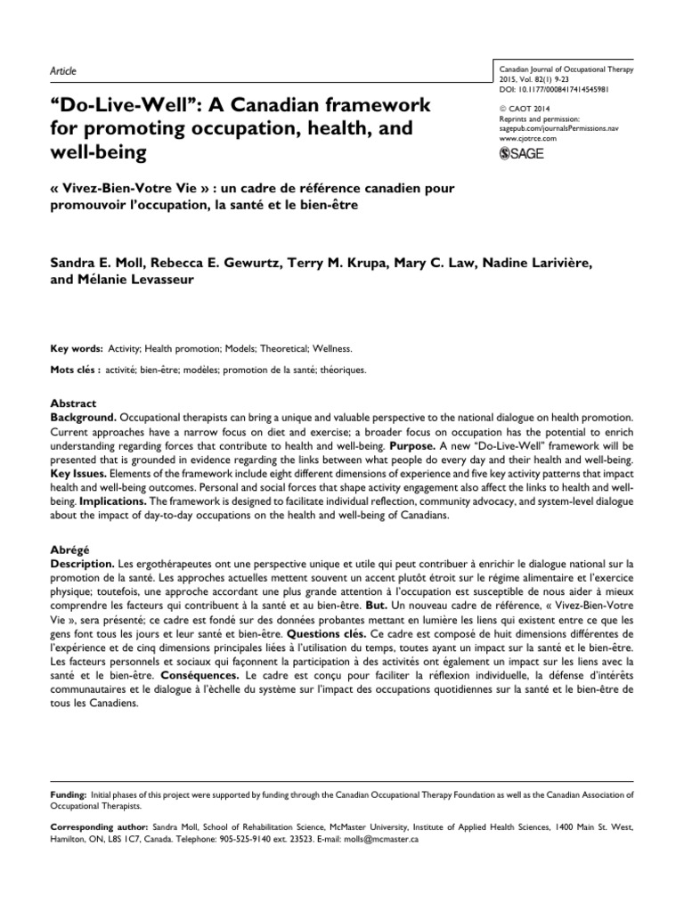 Do-Live-Well_A_Canadian_framework_for_promoting_oc | PDF | Occupational ...