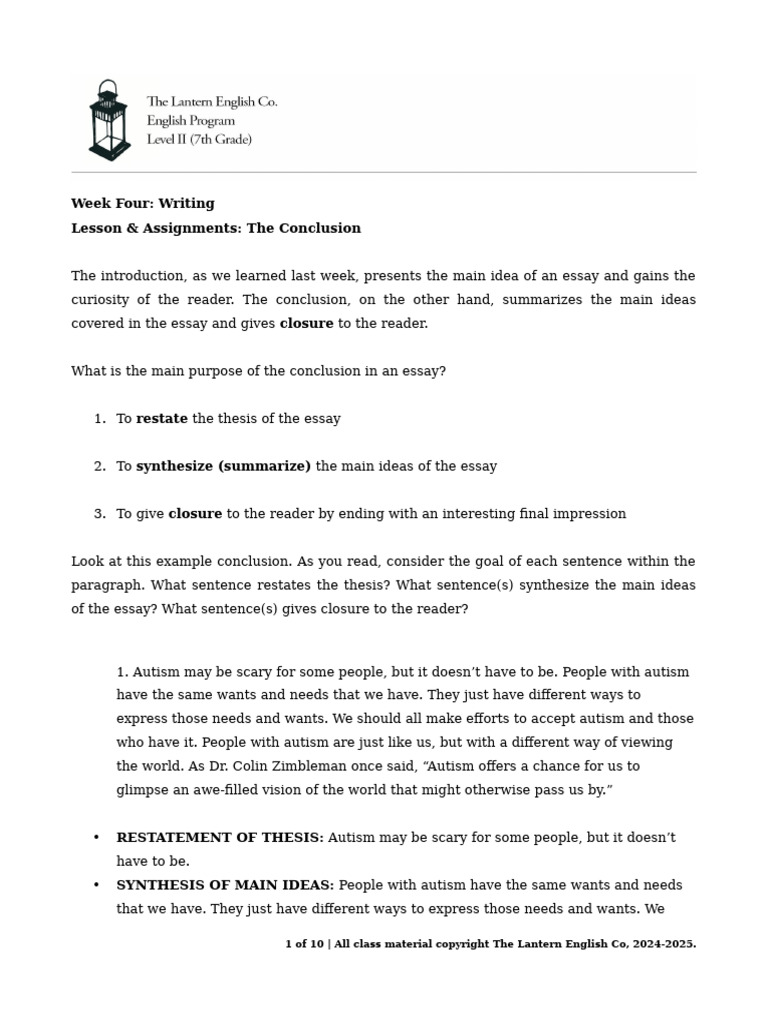 Level II Writing Week 4 | PDF | Essays | Reason
