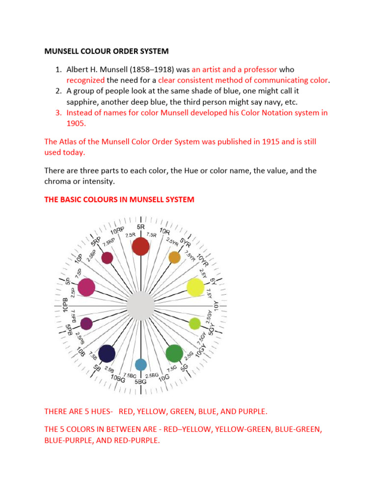 MUNSELL COLOUR .Ostwald Colour SYSTEM | PDF | Color | Vision