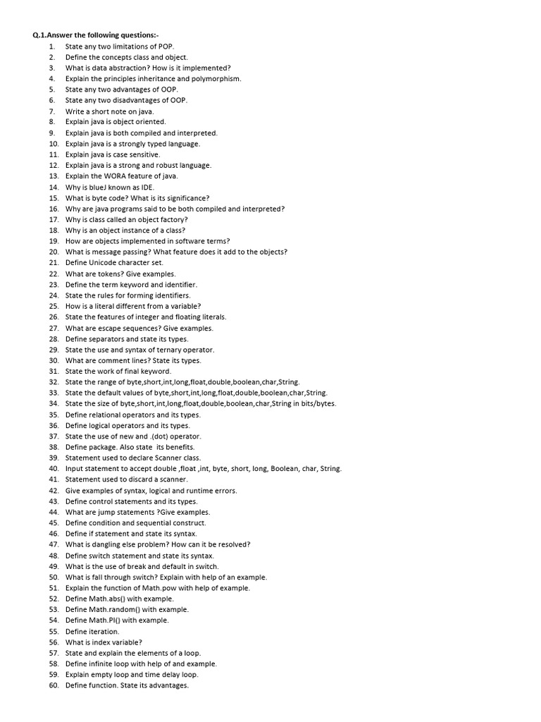 Theory Questions For Viva Pdf Constructor Object Oriented Programming Programming