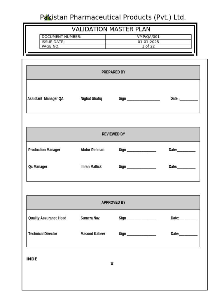Validation MASTER PLAN 02 | PDF | Verification And Validation | Quality Assurance