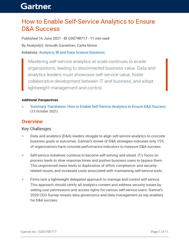 Enable Self-Service Analytics for D&A Success | PDF | Analytics | Data ...