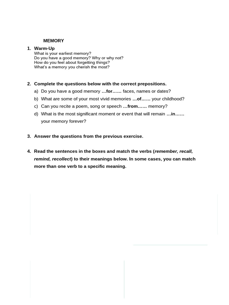 Speaking Lesson Plan Memory | PDF | Memory | Recall (Memory)